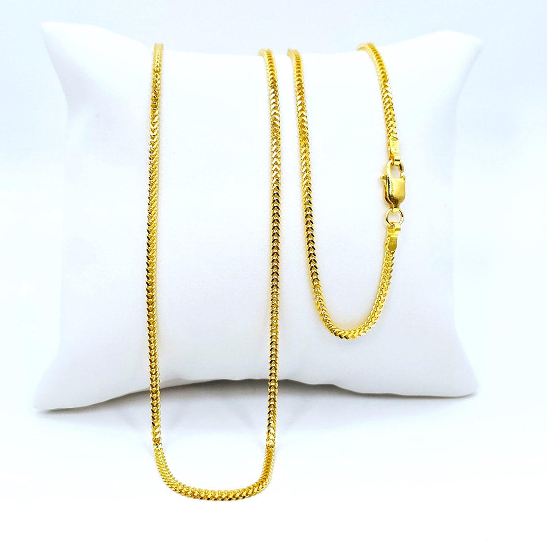 22K Solid Yellow Gold Franco Chain Necklace 22 in 1.8mm Genuine ...
