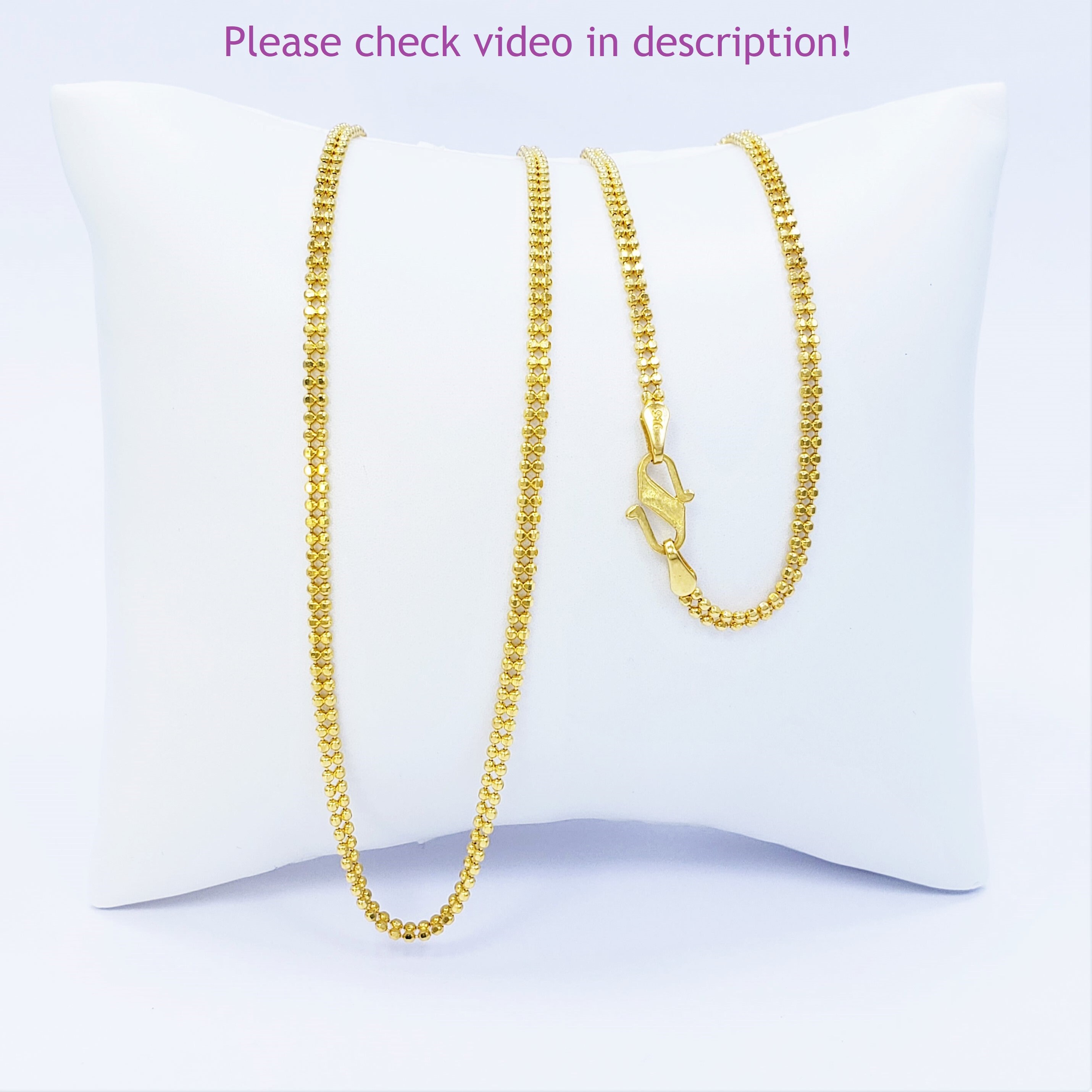 22K Gold Chain Necklace Beaded Two Strands 18 Genuine | Etsy