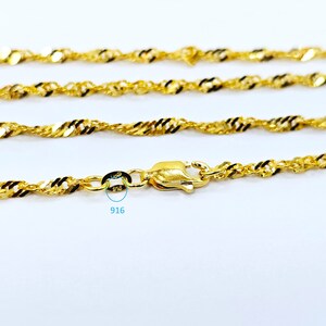 Genuine 22K Solid Yellow Gold Singapore Chain Necklace 20" 2.5mm ...