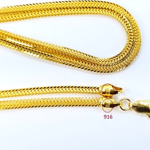 22K Solid Yellow Gold Franco Chain Necklace 18 in 2mm Genuine ...