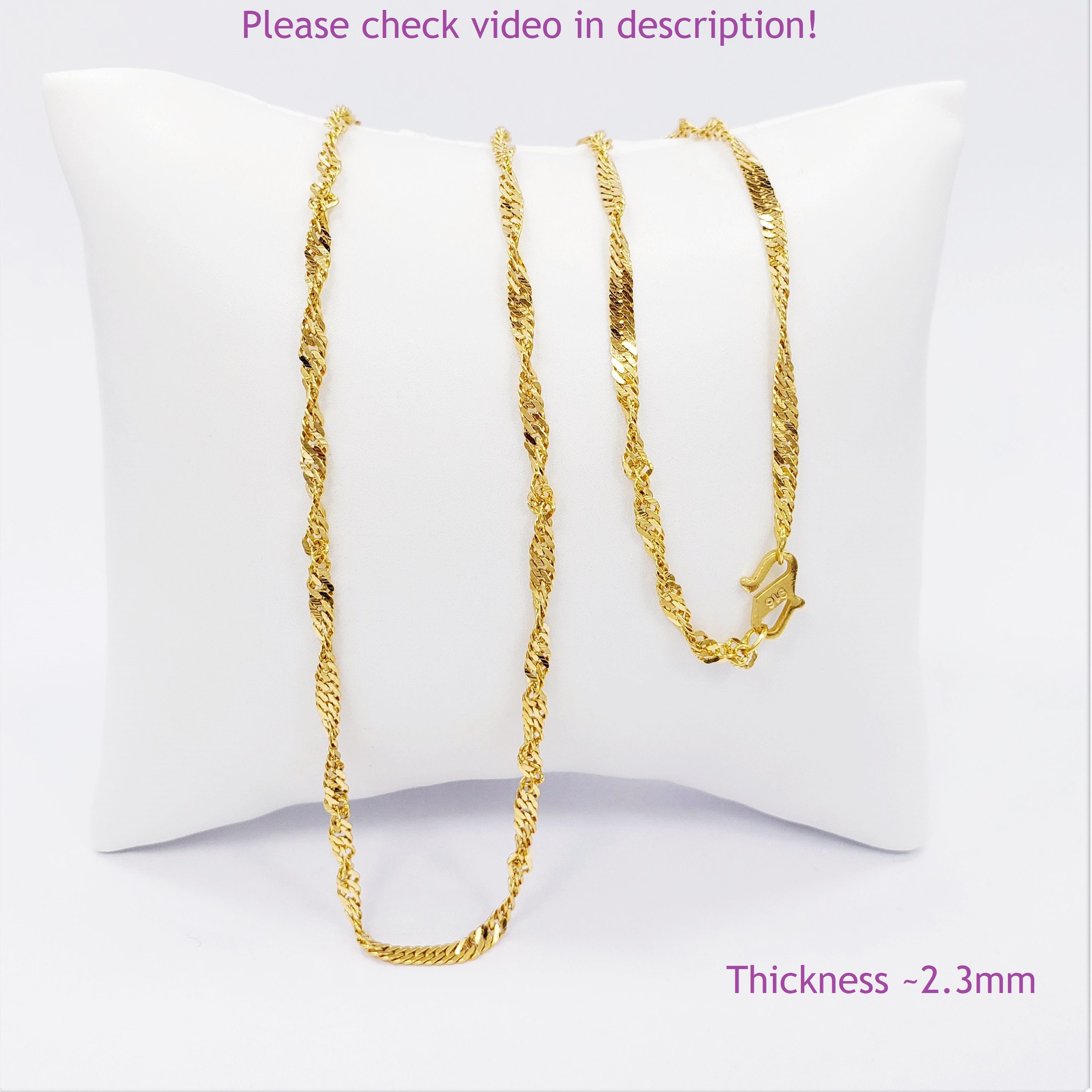 Genuine 22K Solid Gold Singapore Chain Necklace 16 | Etsy