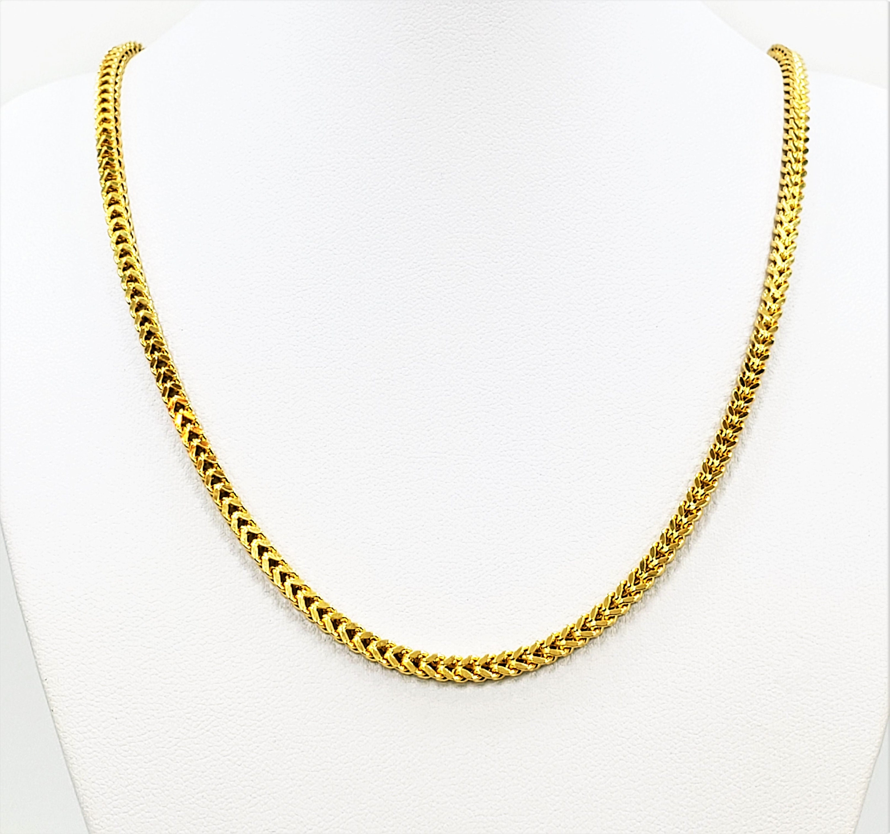 Genuine 22K Gold Italian Franco Chain Necklace 19.5" Hollow 3mm ...