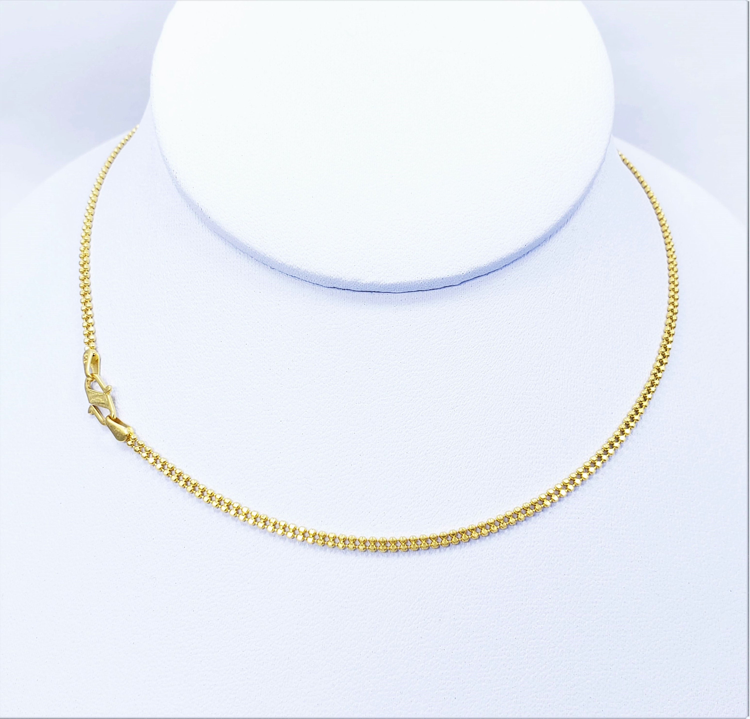 22K Gold Chain Necklace Beaded Two Strands 18 Genuine | Etsy