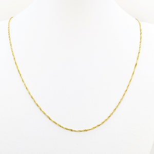 22K Solid Yellow Gold Singapore Chain Necklace 16" Choker 1mm Thin ...
