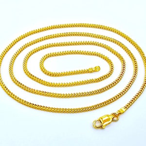 22K Solid Yellow Gold Franco Chain Necklace 22 in 1.8mm Genuine ...