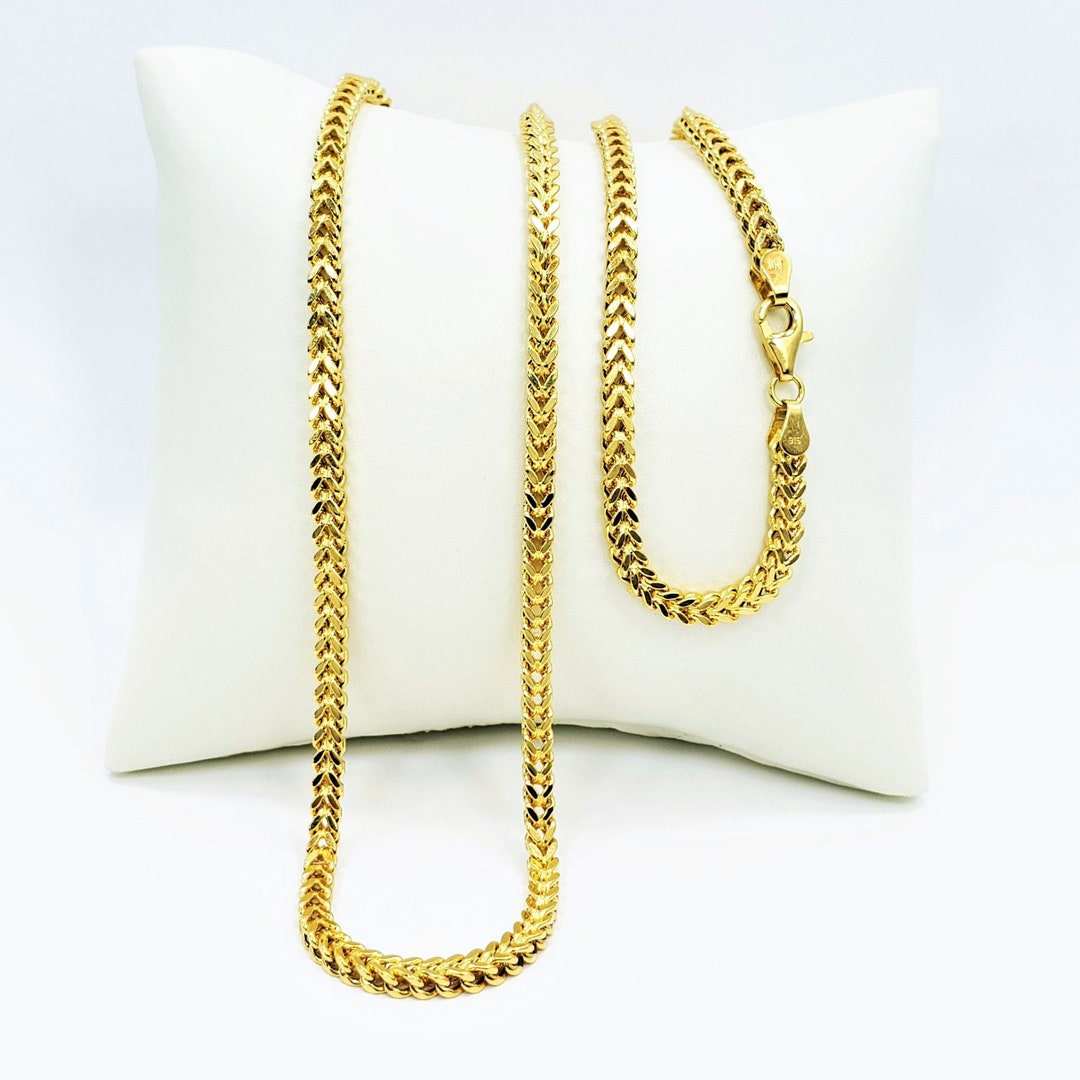 Genuine 22K Gold Italian Franco Chain Necklace 19.5" Hollow 3mm ...
