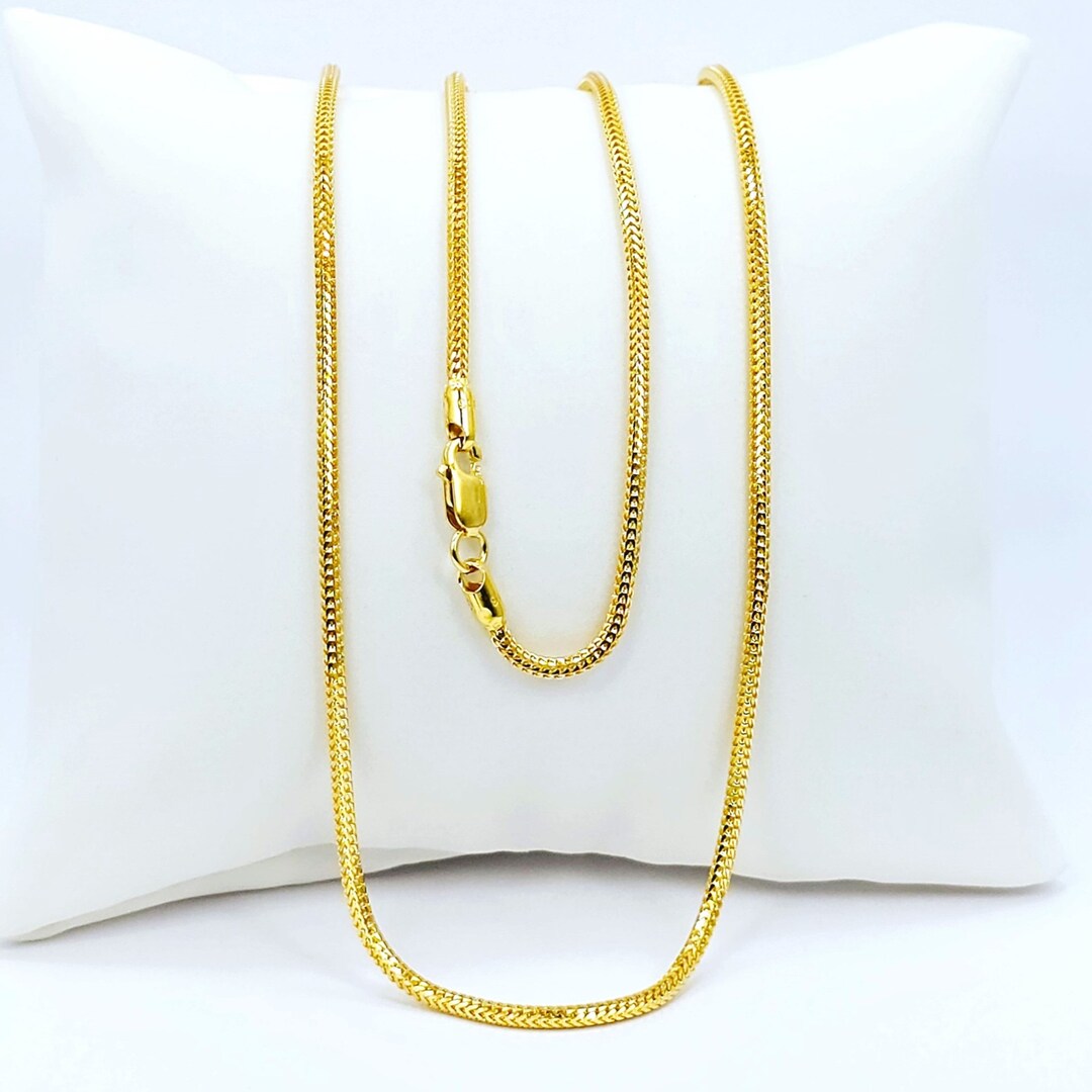 22K Gold Solid Round Franco Chain Necklace 18 in 1.7mm Genuine ...
