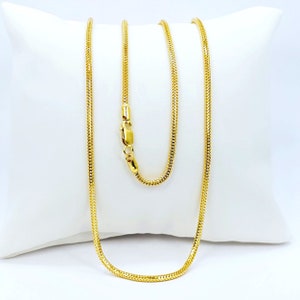 22K Gold Solid Round Franco Chain Necklace 18 in 1.7mm Genuine ...