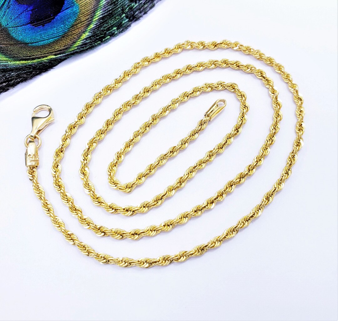 22K Gold Rope Chain Necklace Hollow 18.25" Hallmark 916 Lobster Clasp 2 ...