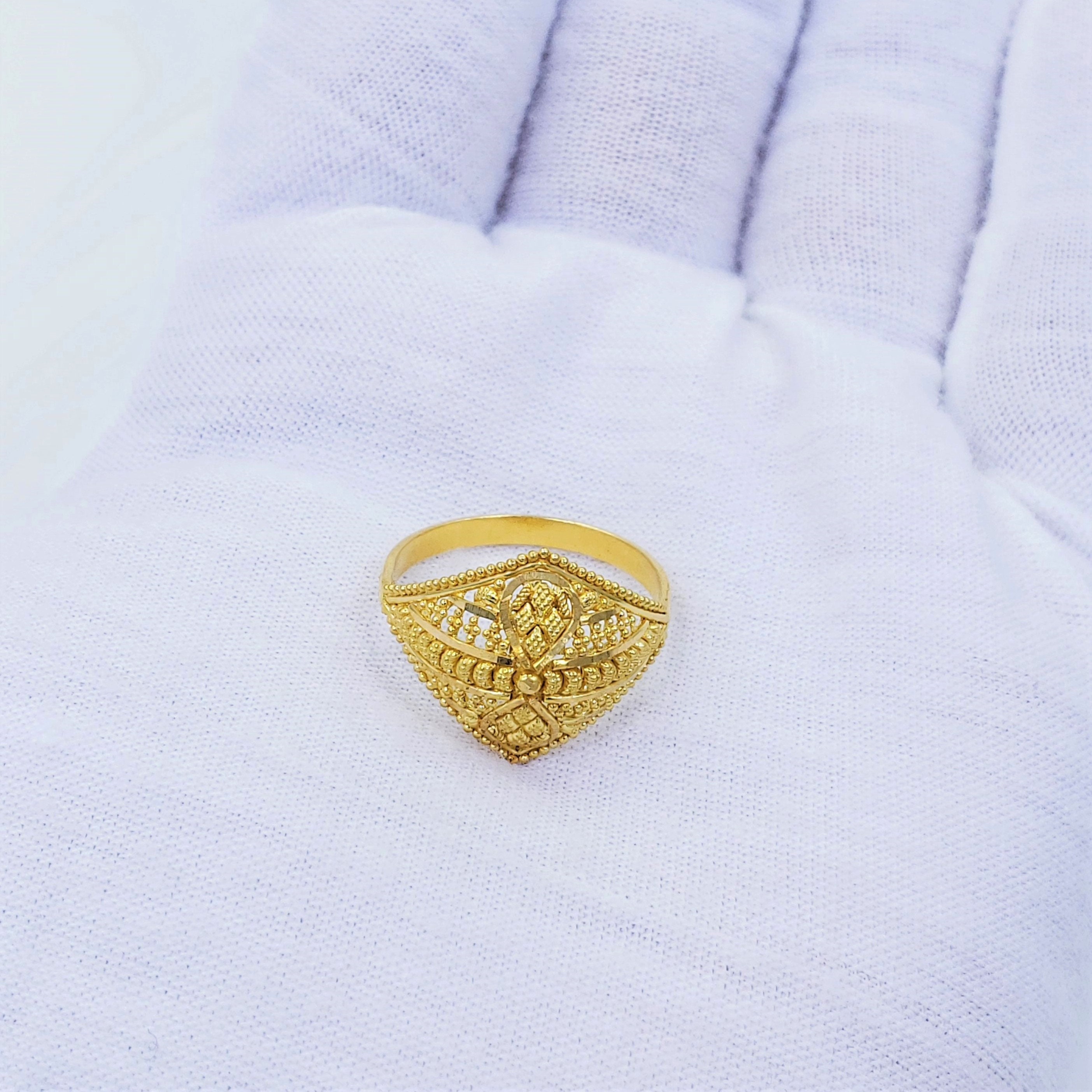 Genuine 22K Solid Gold RING US 7.25 Female Hallmarked 916 | Etsy