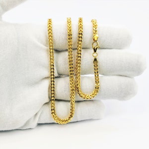 Genuine 22K Gold Italian Franco Chain Necklace 19.5" Hollow 3mm ...