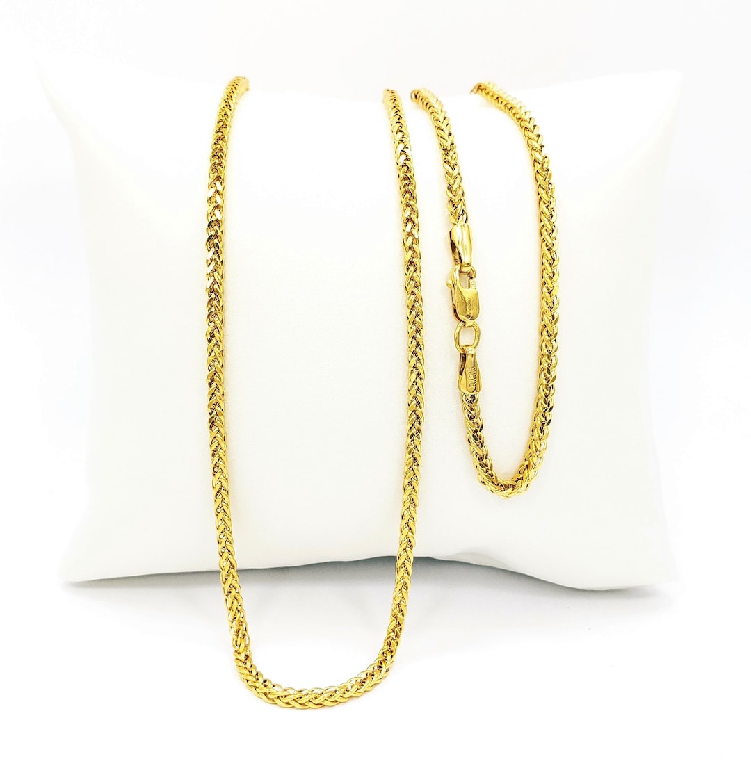 22K Gold Italian Franco Chain Necklace 18.3 Hollow 2mm Genuine ...