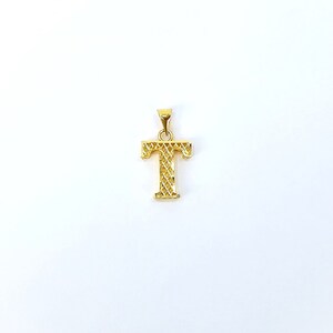 22K Solid Yellow Gold Pendant Initial Letter T Genuine Hallmarked 22K ...