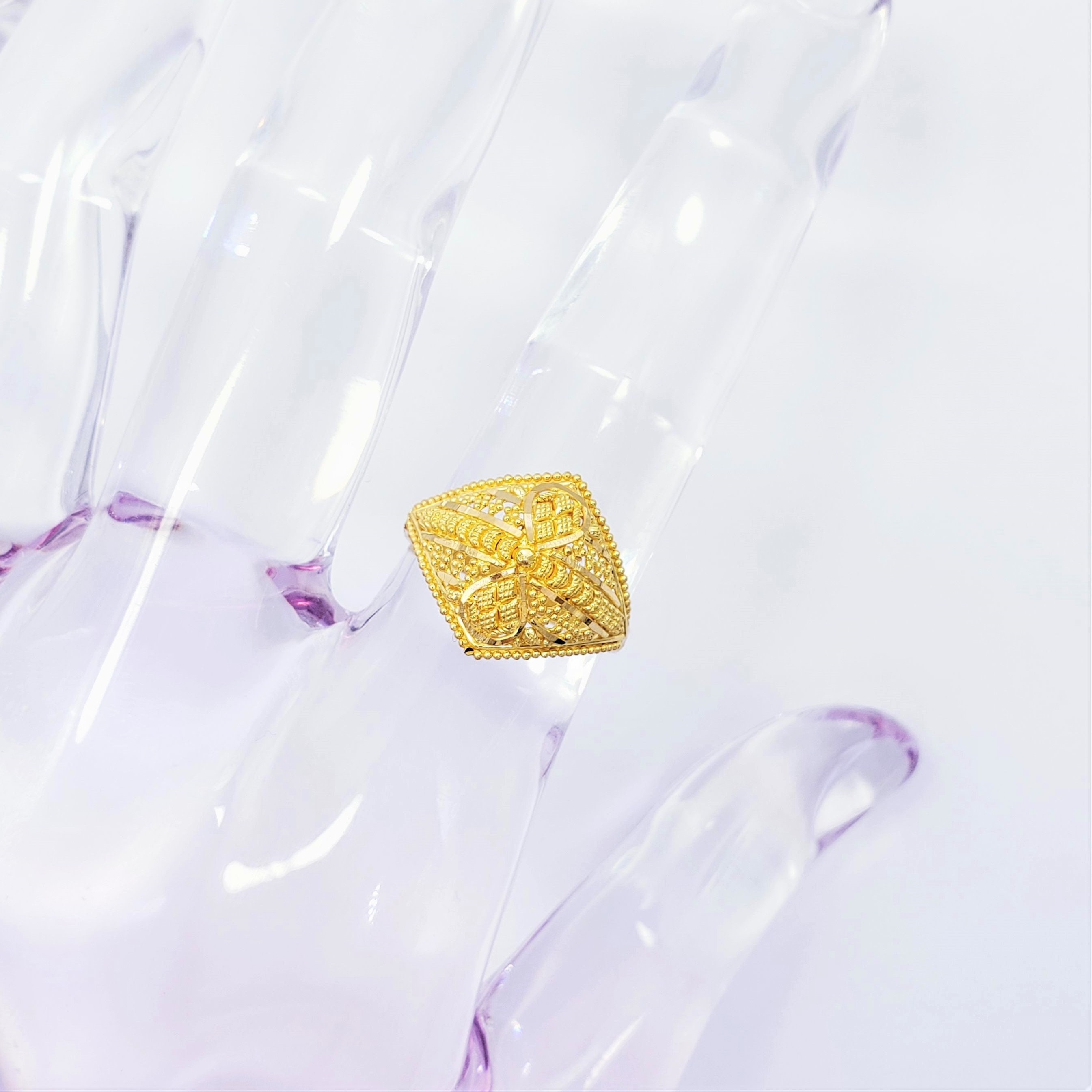 Genuine 22K Solid Gold RING US 7.25 Female Hallmarked 916 | Etsy