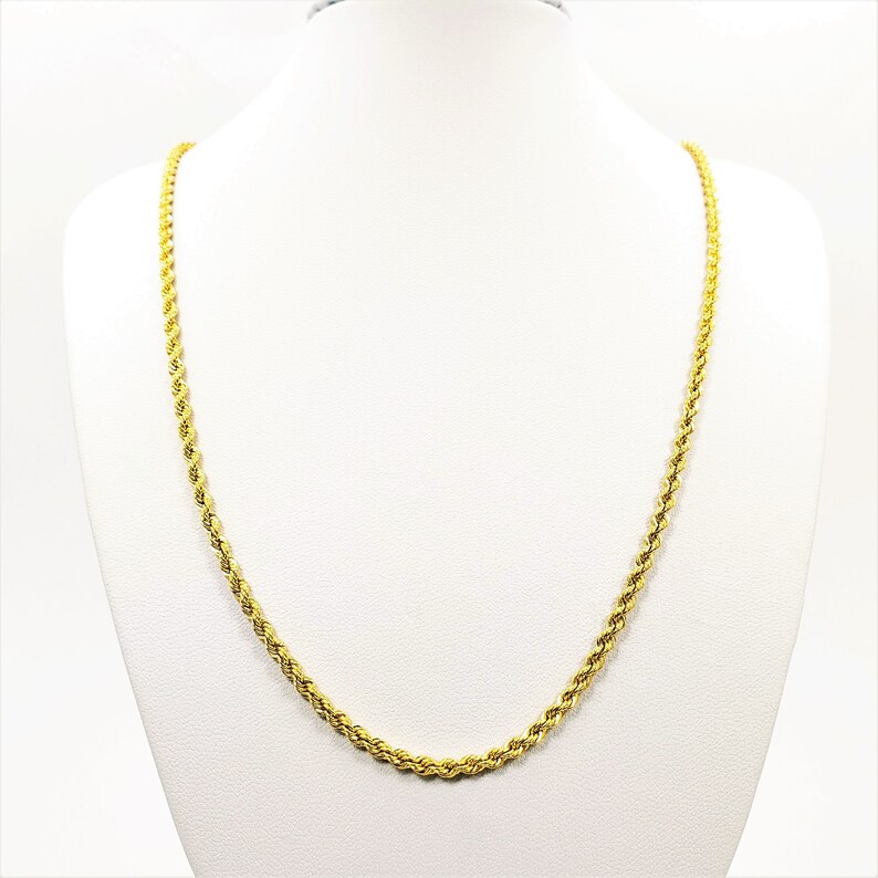 Genuine 22K Gold Rope Chain Necklace 19.8 Hollow 2.6mm | Etsy