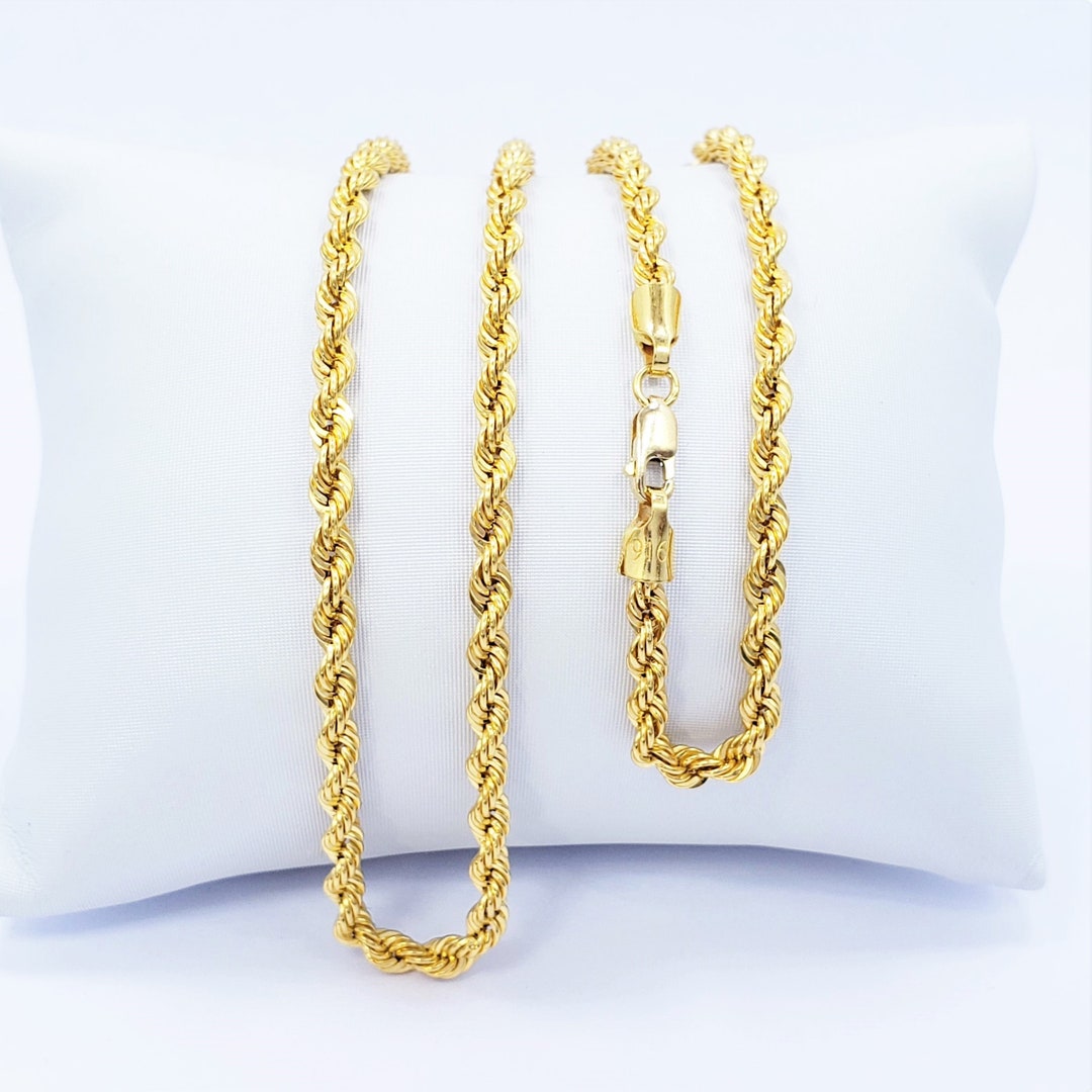 Genuine 22K Yellow Gold Rope Chain Necklace 22 Hollow Hallmark 916 3 ...