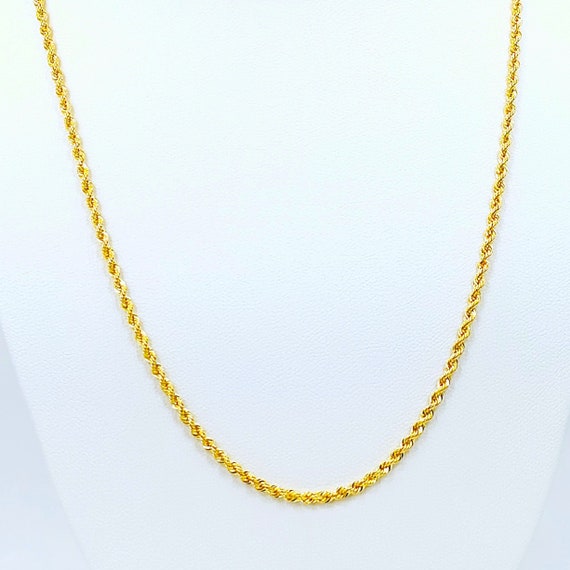 22K Yellow Gold Rope Chain Necklace 20.5 in Hollow 2.2mm Genuine Hallmarked 916