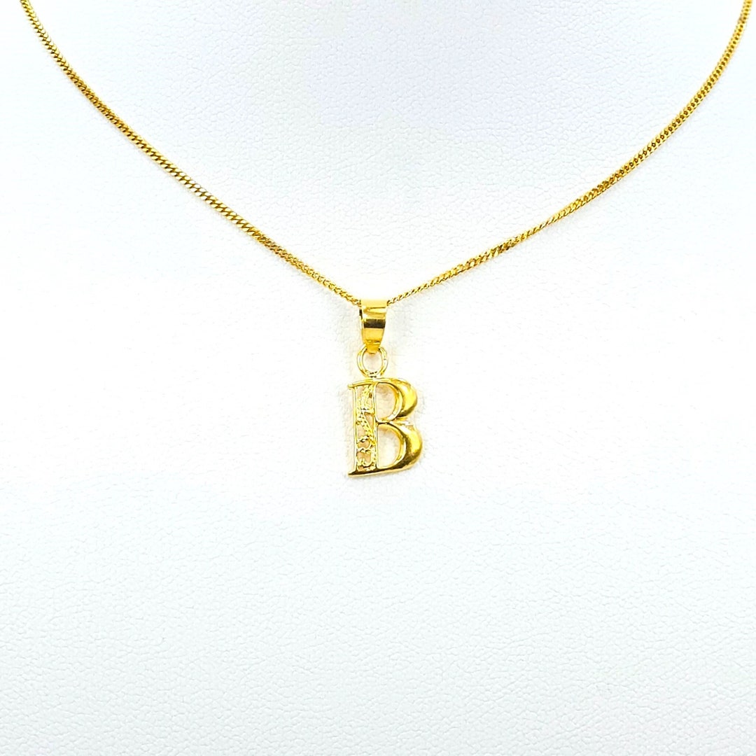 22K Solid Yellow Gold Pendant Initial Letter B Genuine Hallmark 916 ...