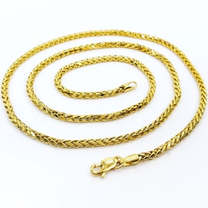 22K Gold Italian Franco Chain Necklace 22 in Hollow 2.6mm Round ...