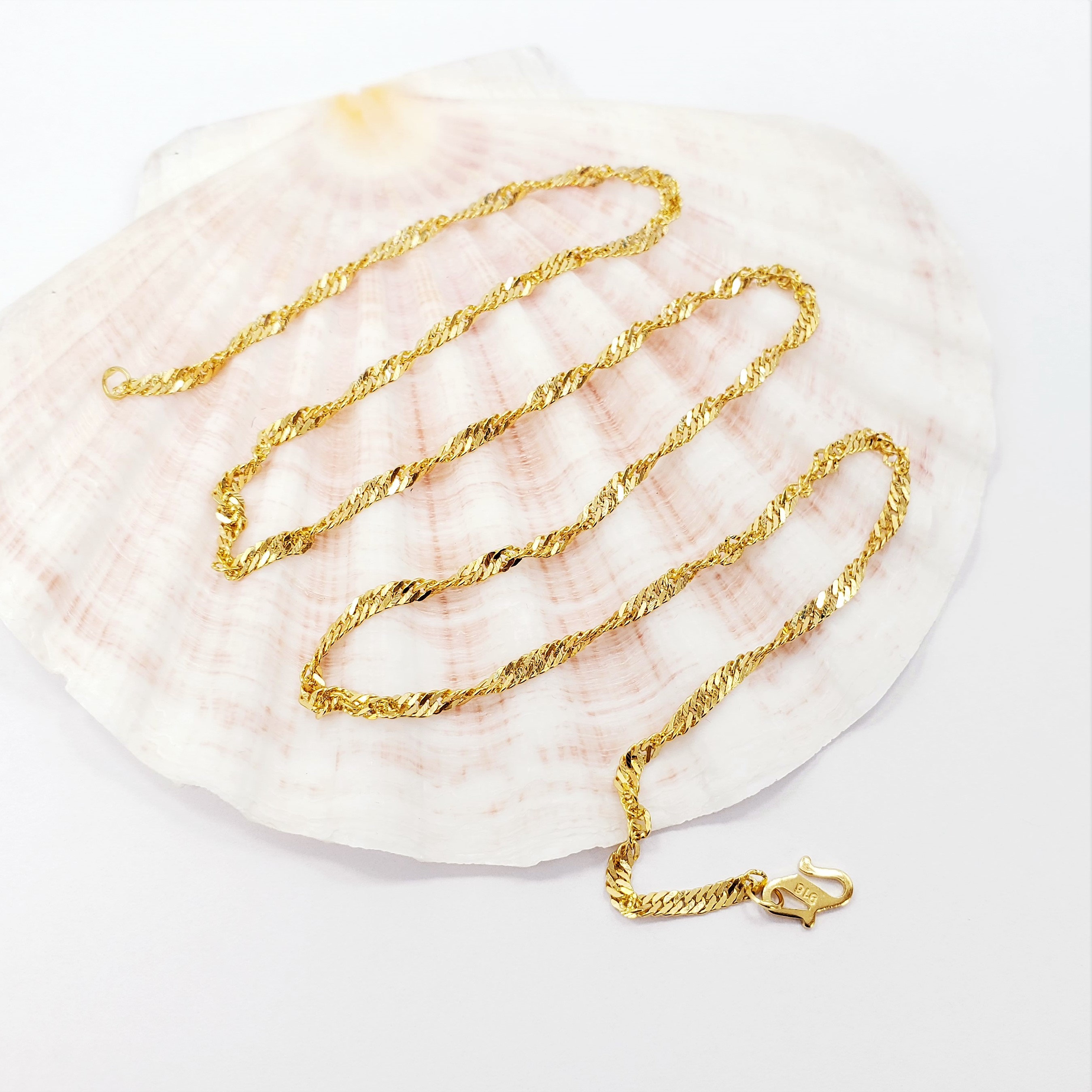 Genuine 22K Solid Gold Singapore Chain Necklace 16 | Etsy