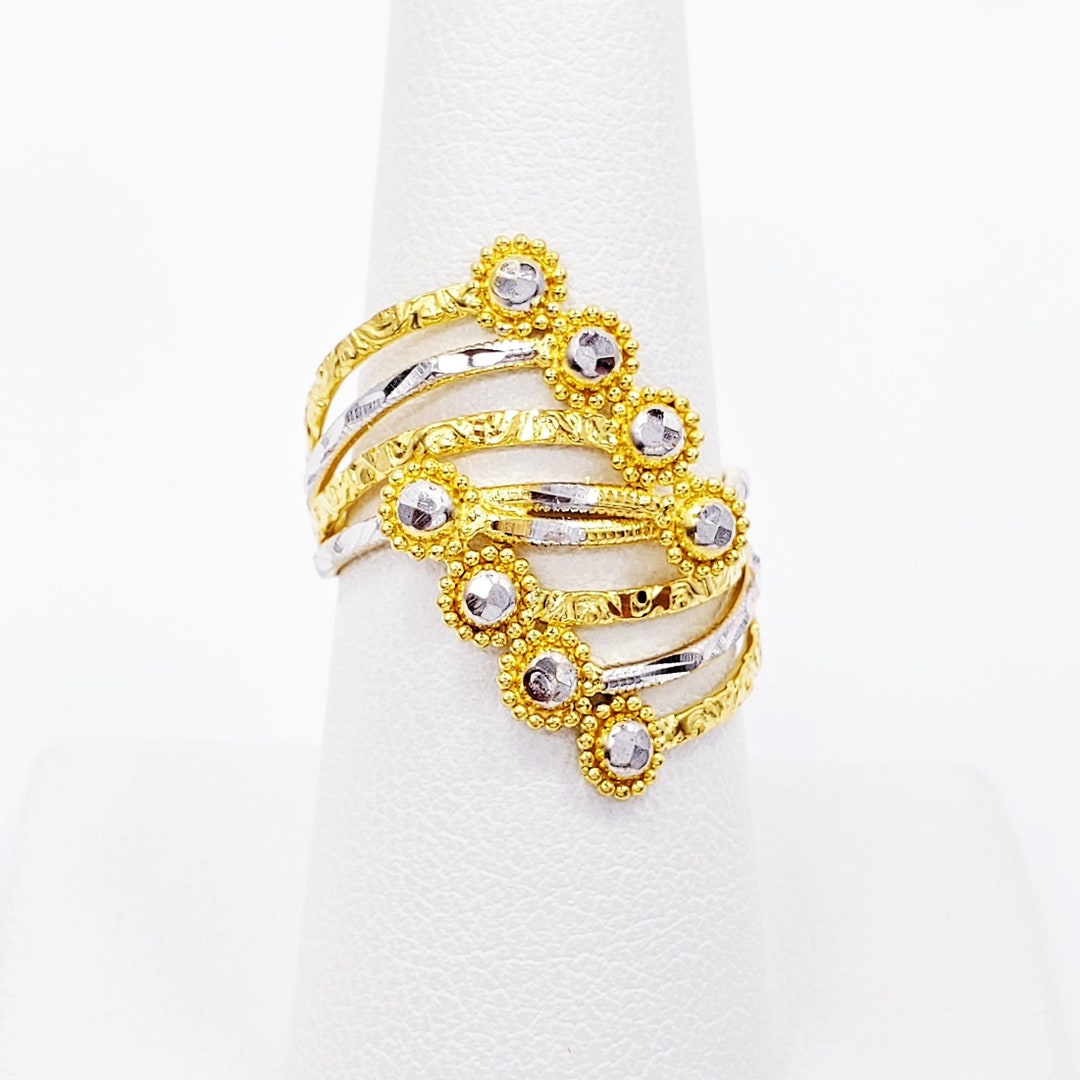 Genuine 22K Solid Yellow White Gold Ring 7.5 Two Tone Stamped 916 ...