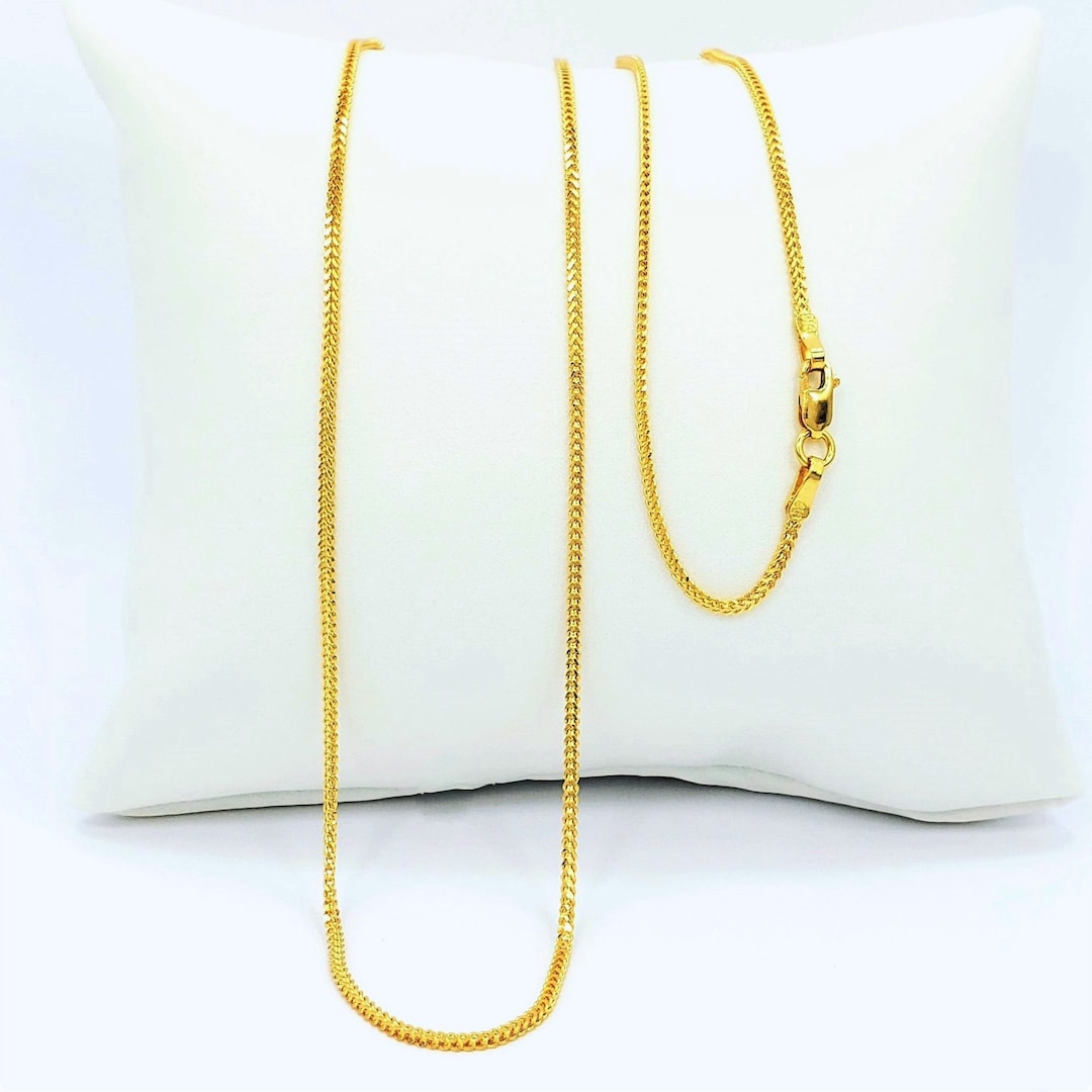 22K Solid Yellow Gold Franco Chain Necklace 21.8 in 1.4mm Genuine ...