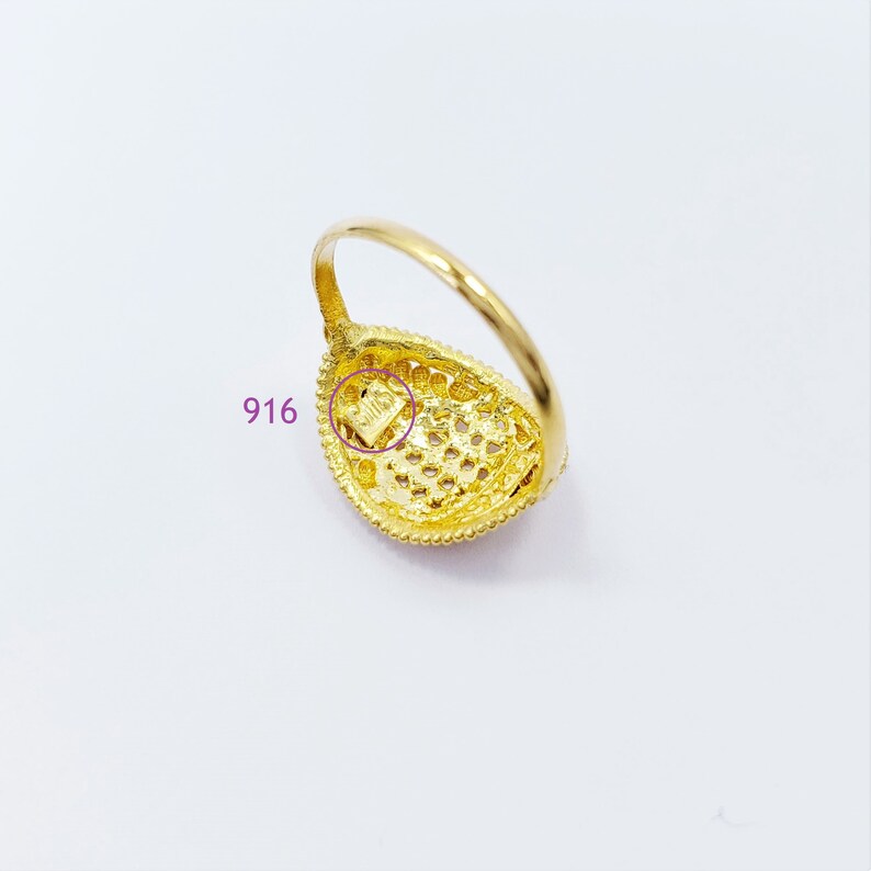 Genuine 22K Solid Gold RING US 7.75 Female Hallmarked 916 | Etsy