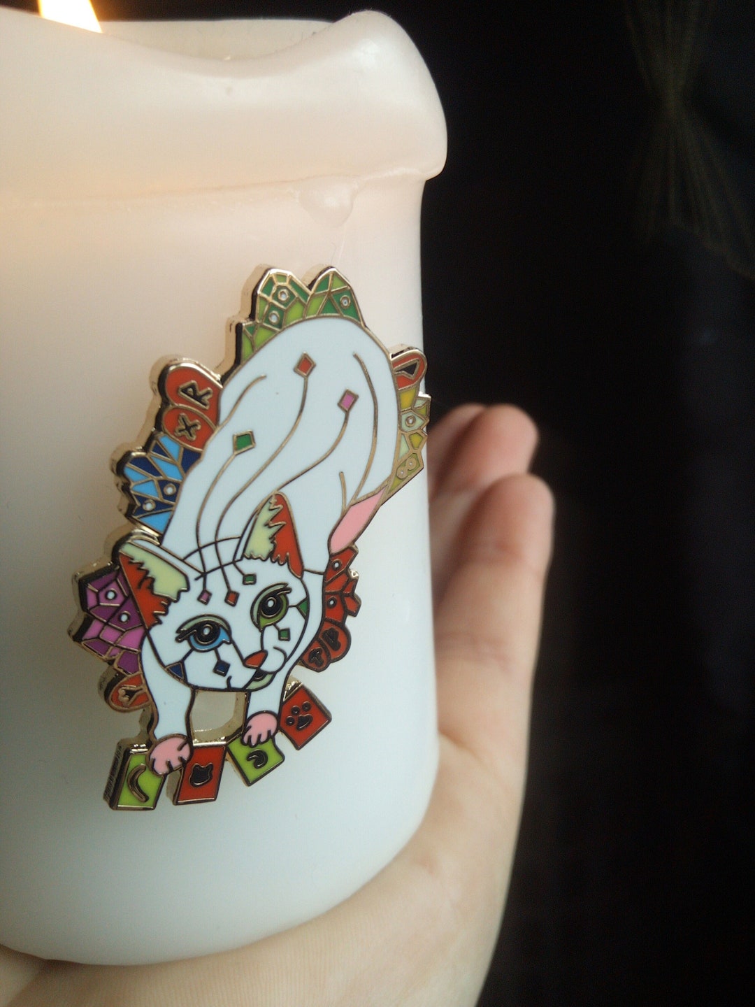 Enamel Pin mhao the Seer White Cat gold Plated 40mm - Etsy