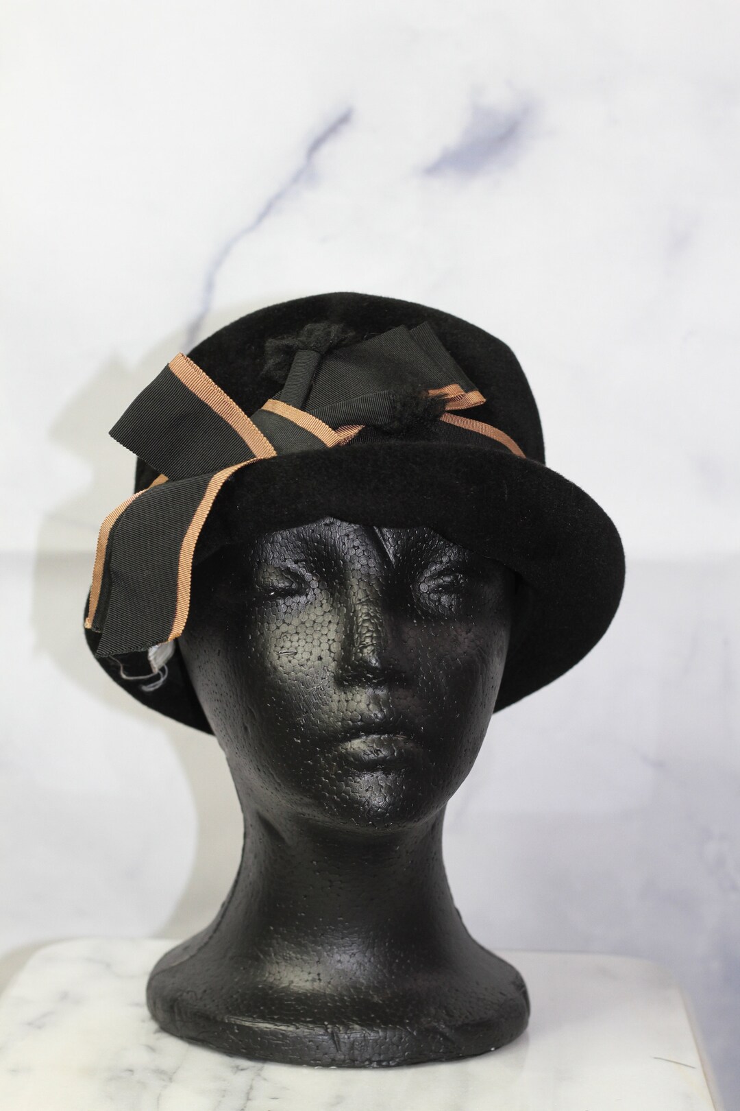 Encore Kutz Black Wool Cloche Hat (7 3/8) - Etsy