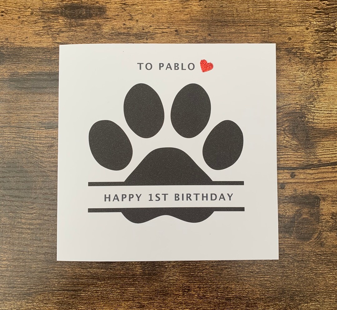 Personalized Dog Birthday Card: Paw Print Design - Etsy UK