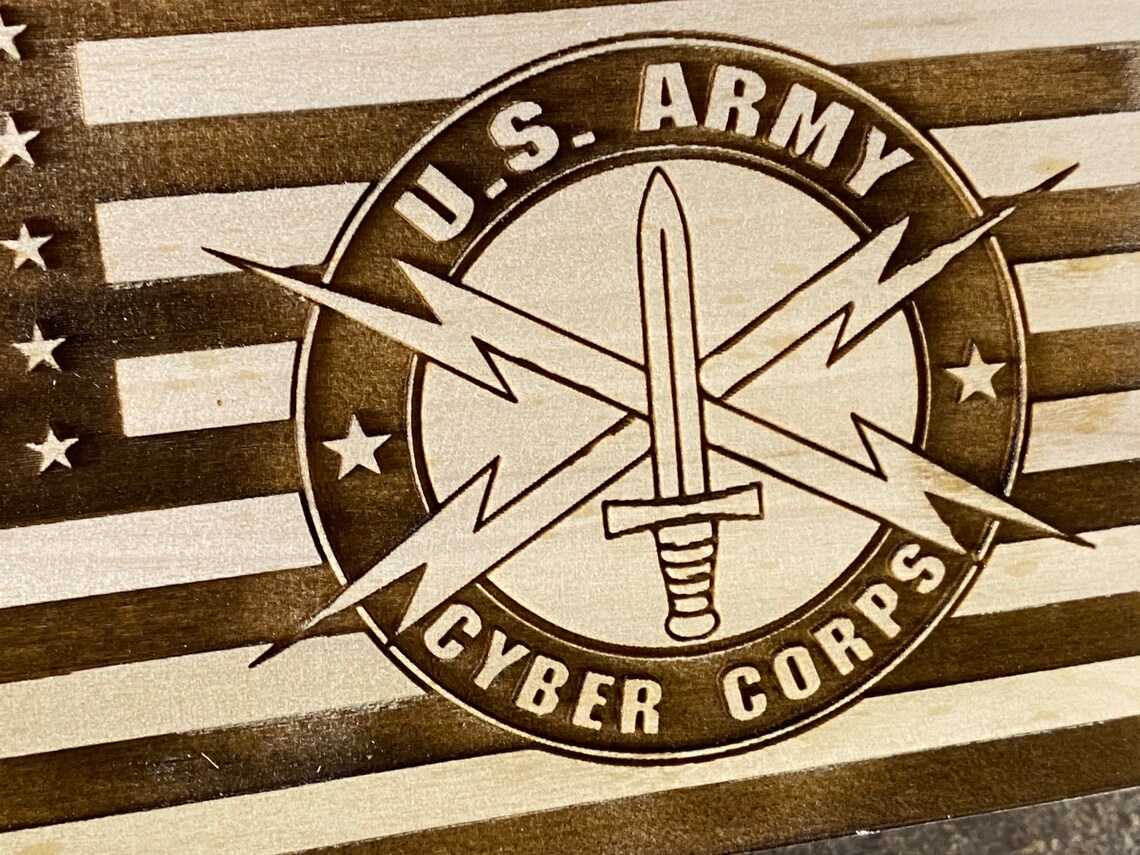US Army Cyber Corps Desktop Wooden Flag | Etsy