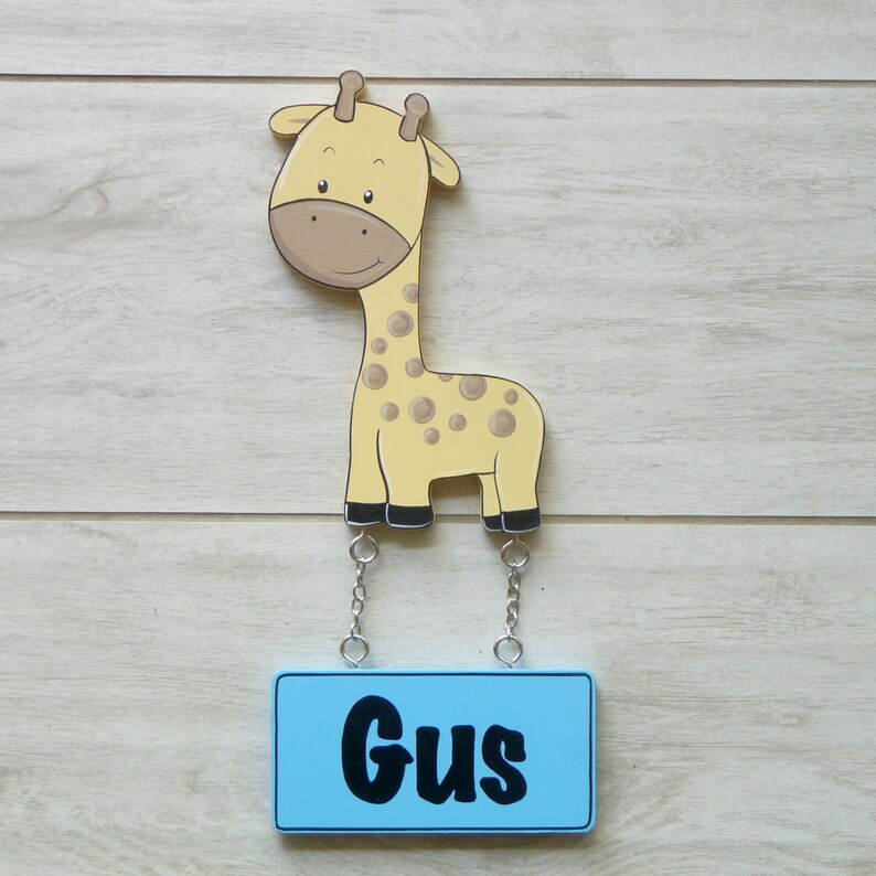 Personalised Giraffe Kids Door Sign, Hand Painted Name Sign, Safari ...