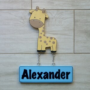 Giraffe Kids Door Sign, Kids Giraffe Name Sign, Jungle Animal Nursery ...
