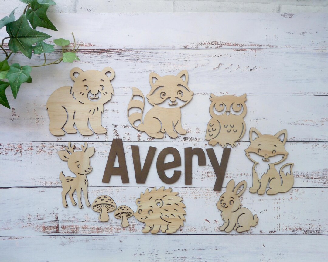 Woodland Animal Name Sign, Woodland Animal Nursery, Woodland Nursery ...
