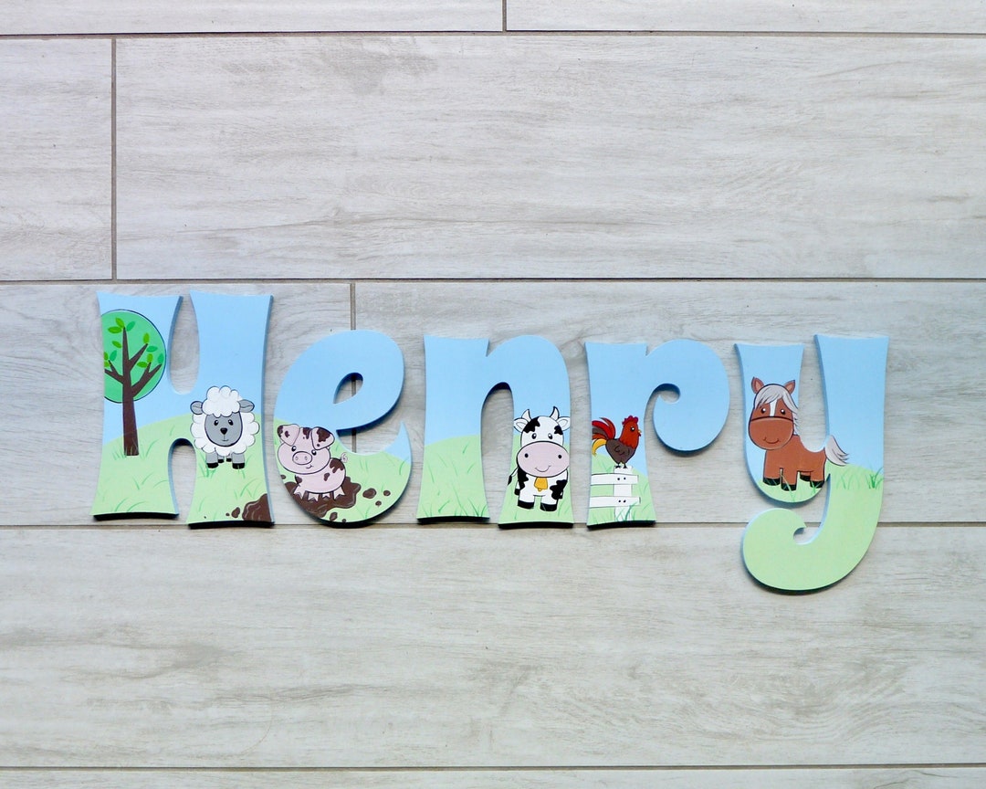 Farm Animal Name Sign, Farm Animal Nursery Decor, Farm Animal Wooden ...