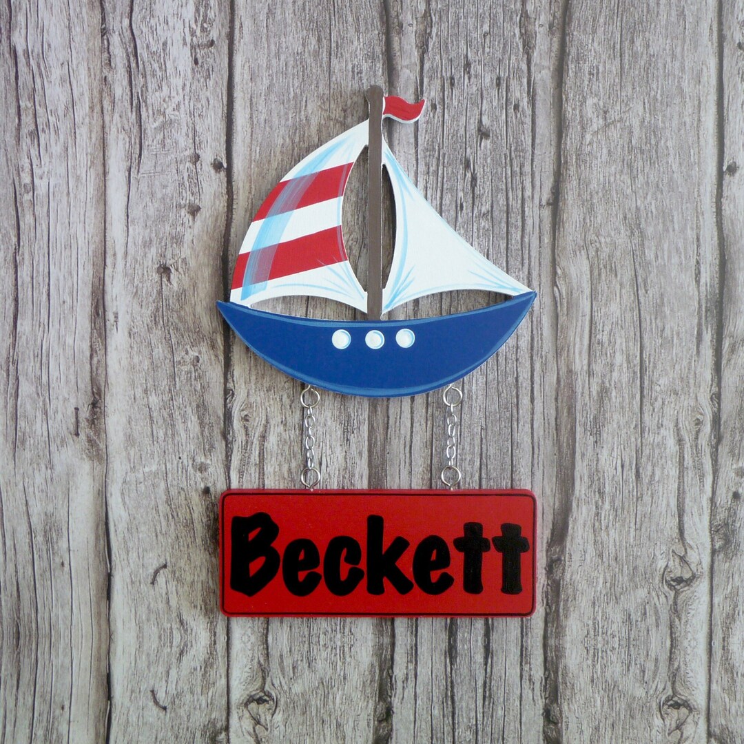 Sailing Boat Door Sign, Sail Boat Name Sign, Kids Door Sign, Nursery ...