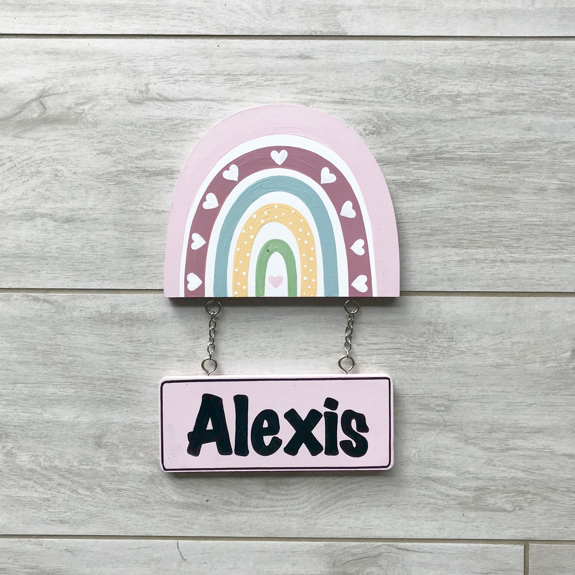 Rainbow Wood Sign Kids Door Sign Rainbow Name Sign for - Etsy