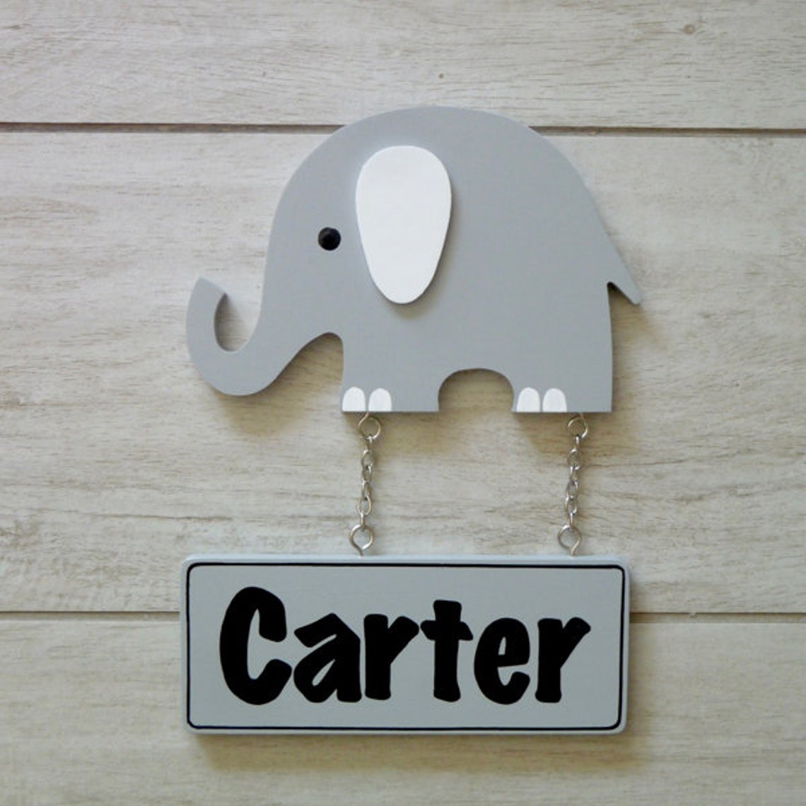 Personalised Elephant Kids Door Sign, Hand Painted Name Sign, Safari ...