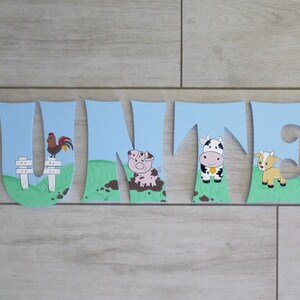 Personalised Farm Animal Wooden Name Letters, Barnyard Nursery Wall ...