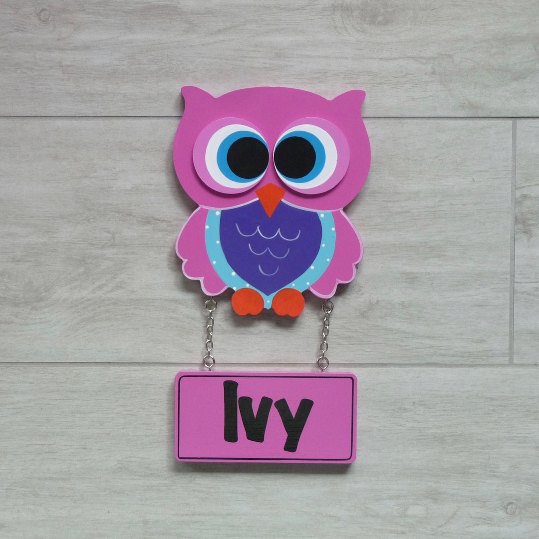 Owl Nursery, Kids Door Sign, Baby Name Sign, Wooden Name, Personalised ...