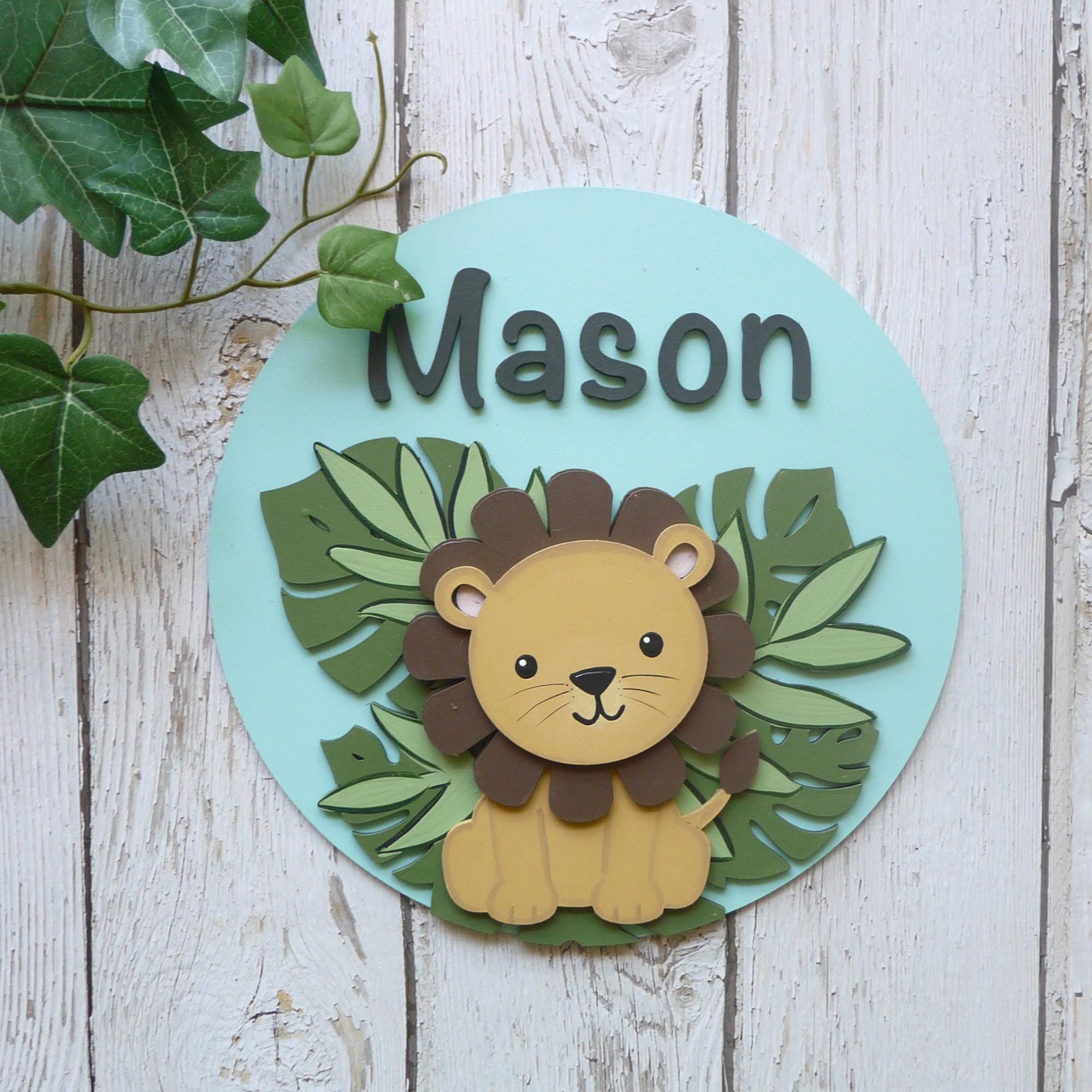Personalised Lion Name Sign, Safari Nursery Wall Decor, Kids Room Art ...