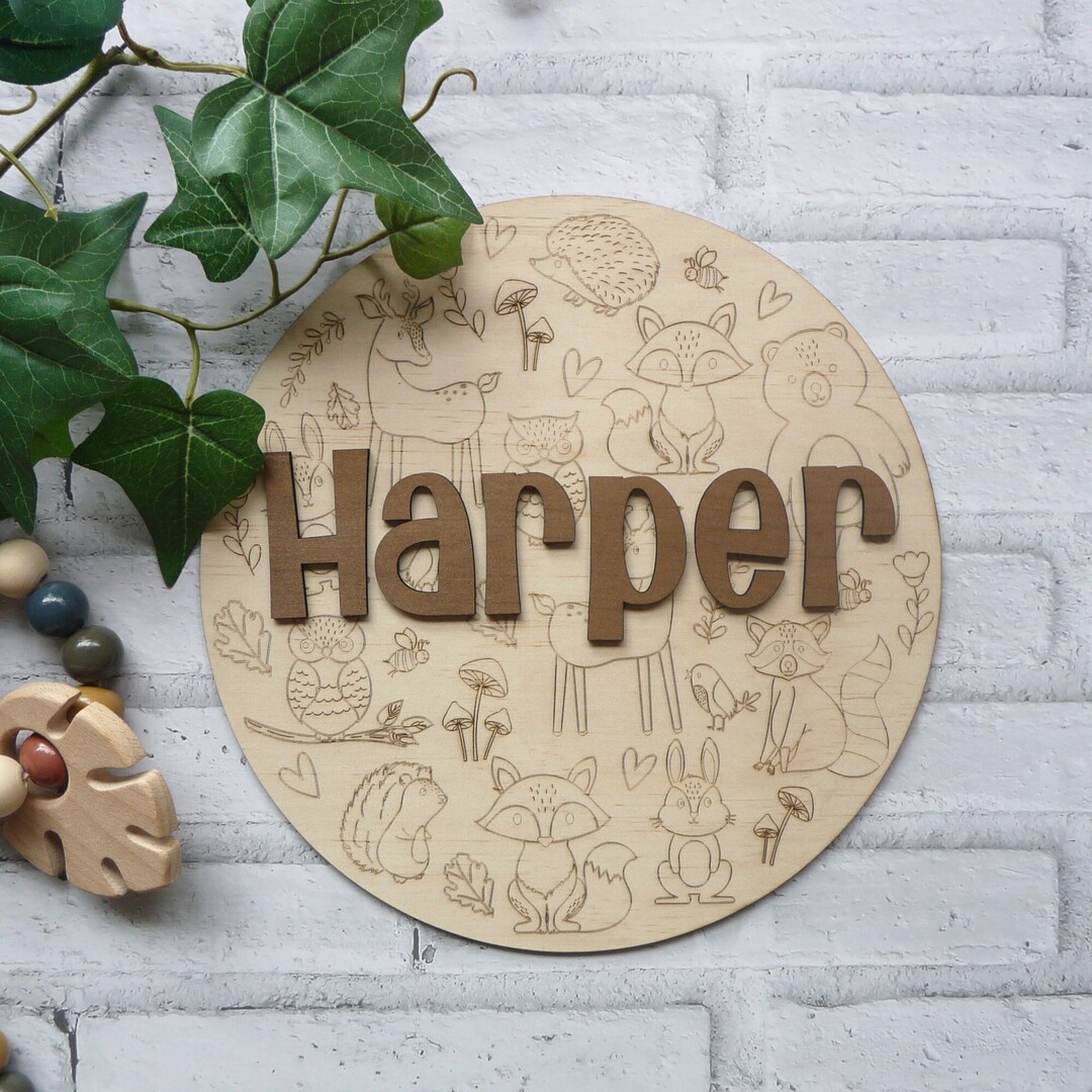 Woodland Animal Name Sign, Forest Friends Name Plaque, Woodland Animal ...