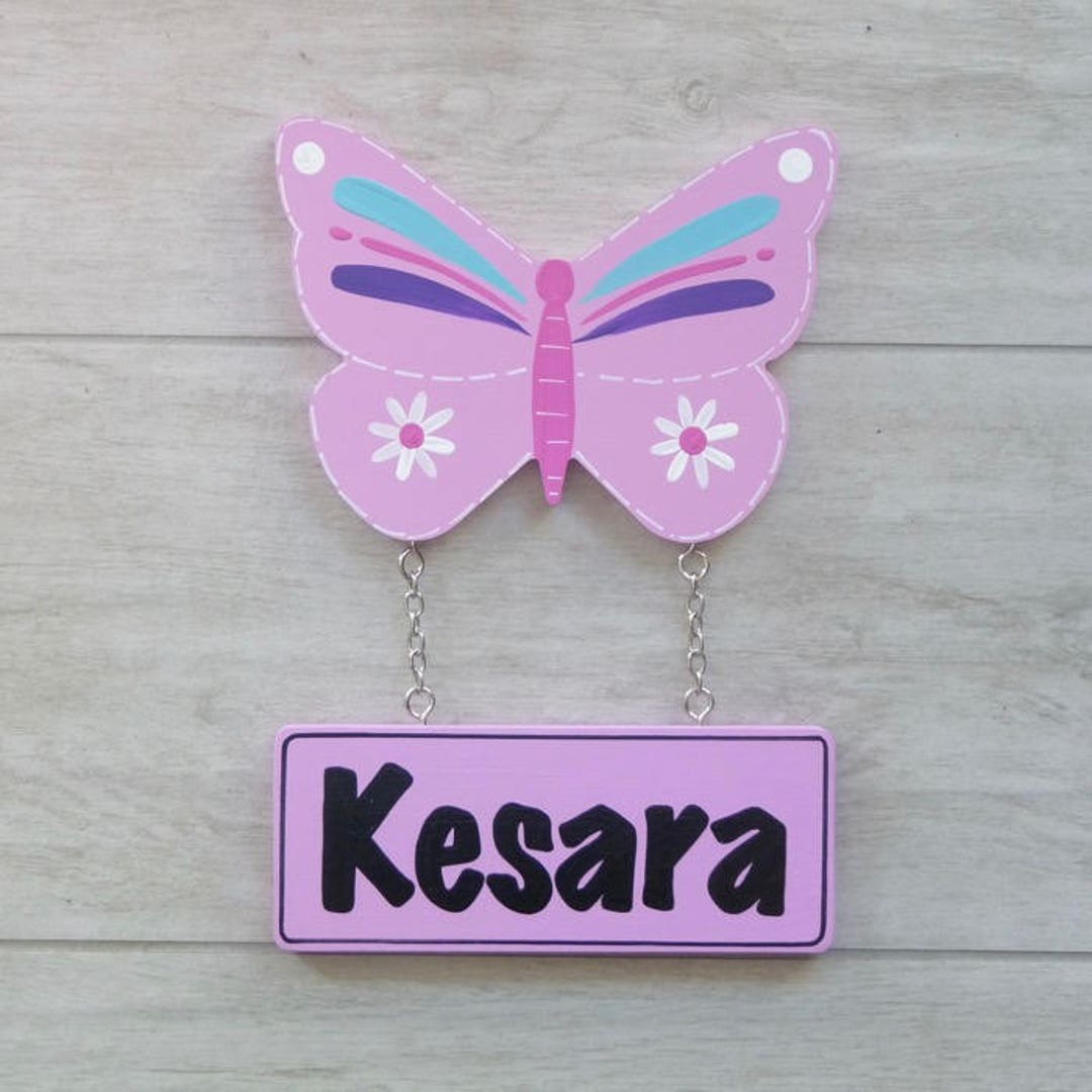 Butterfly Name Sign, Butterfly Nursery Decor, Kids Butterfly Door Sign ...