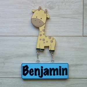 Giraffe Kids Door Sign, Kids Giraffe Name Sign, Jungle Animal Nursery ...
