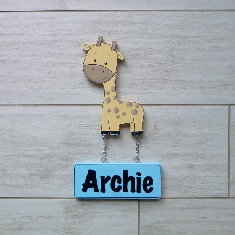 Personalised Giraffe Kids Door Sign, Hand Painted Name Sign, Safari ...