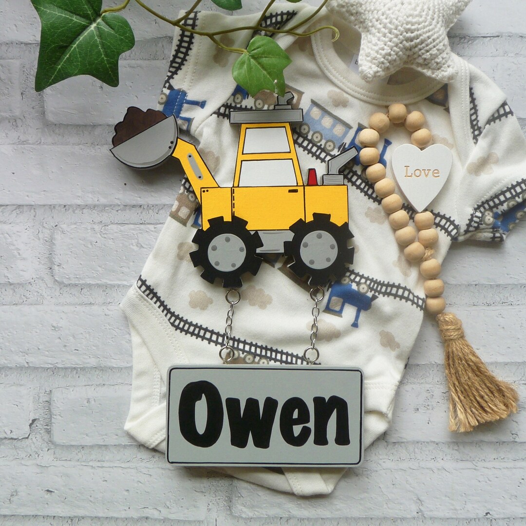 Digger Kids Name Sign, Digger Room Decor, Construction Name Sign, Kids ...