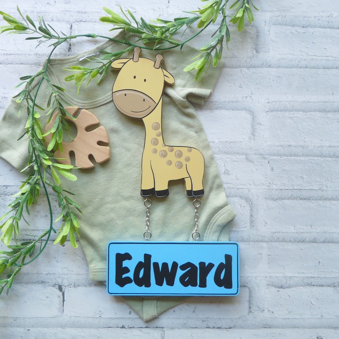 Giraffe Kids Door Sign, Kids Giraffe Name Sign, Jungle Animal Nursery ...