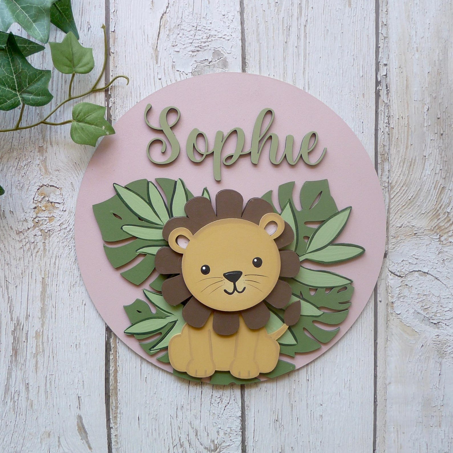 Personalised Lion Name Sign, Safari Nursery Wall Decor, Kids Room Art ...