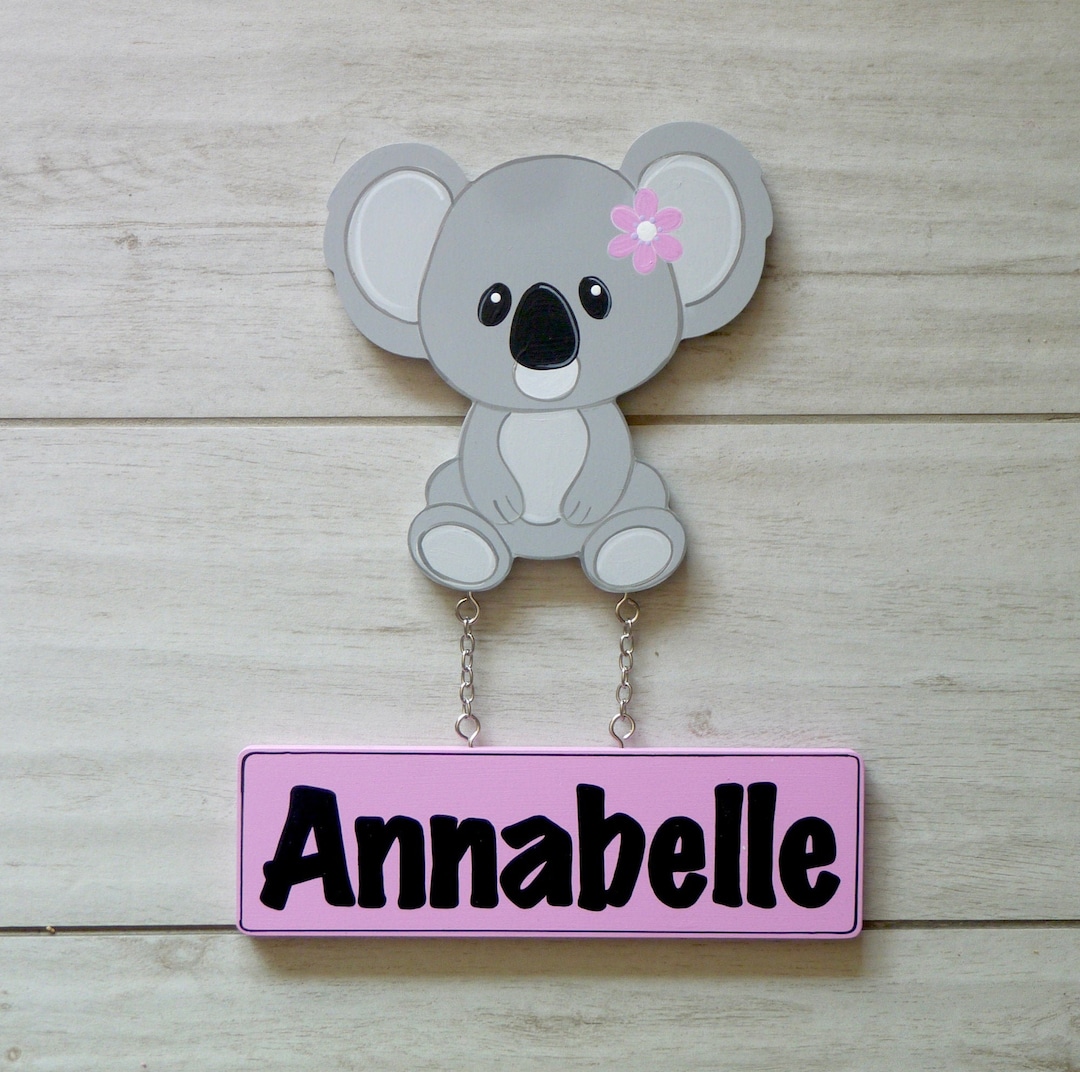 Koala Australian Nursery Name Sign, Koala Door Sign, Wooden Name Sign ...
