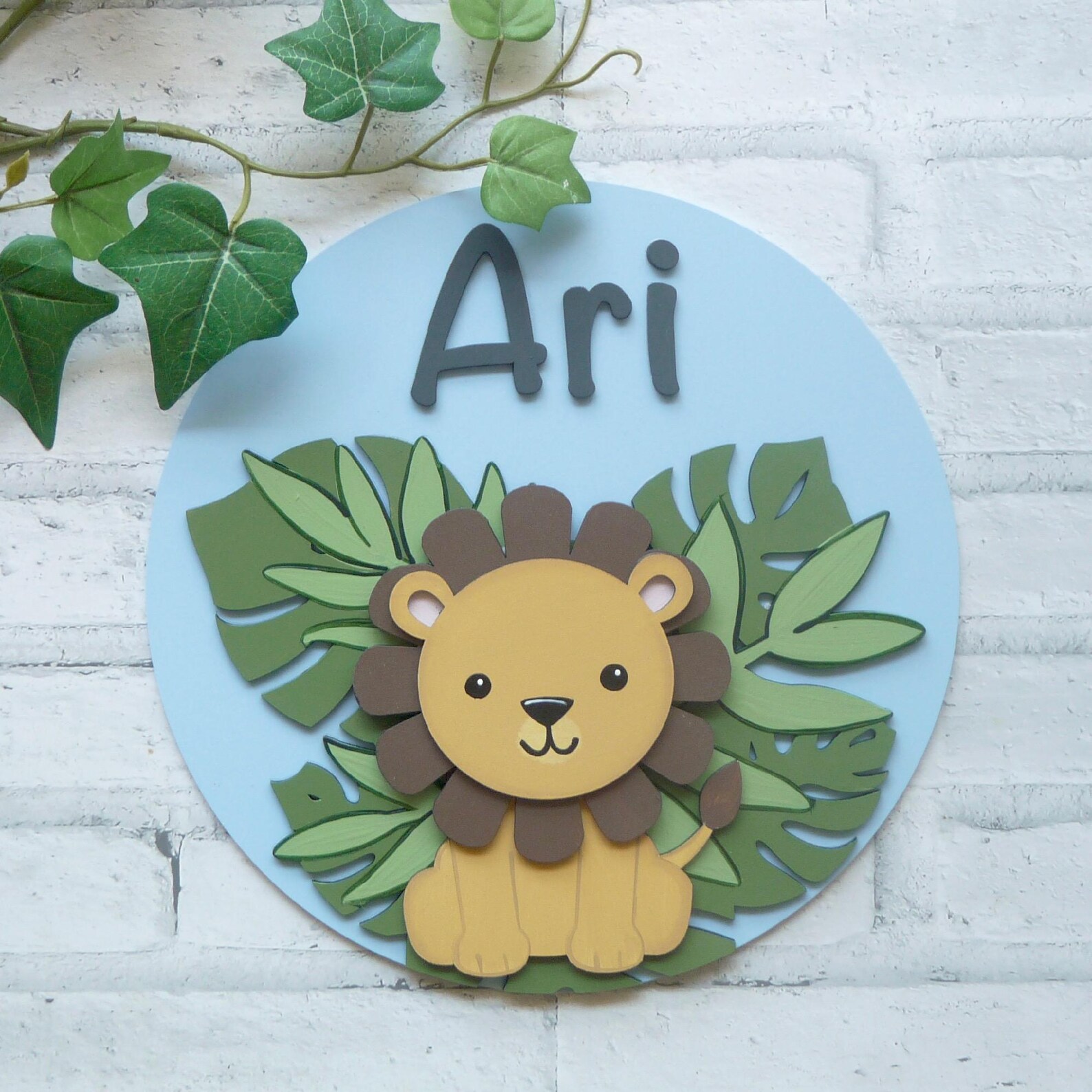 Personalised Lion Name Sign, Safari Nursery Wall Decor, Kids Room Art ...